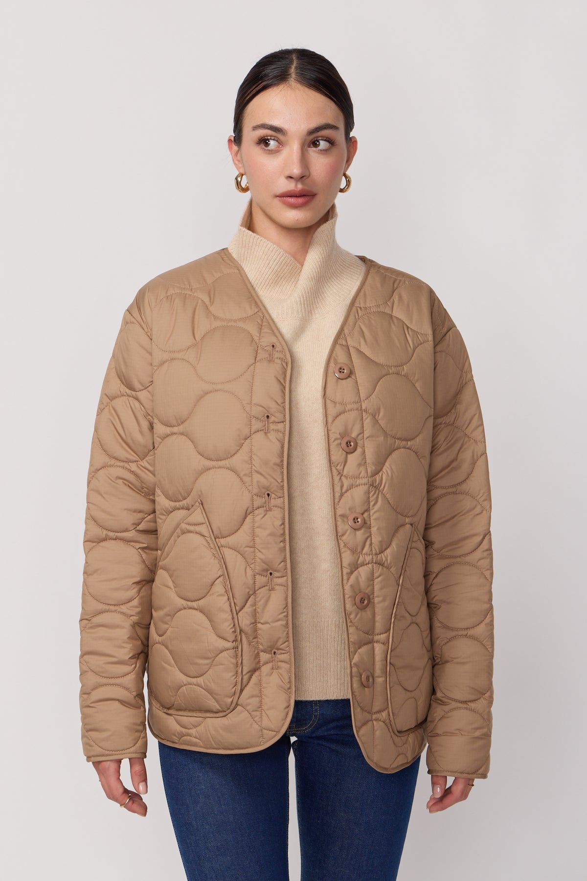 Camo Quilted Jacket - Camel